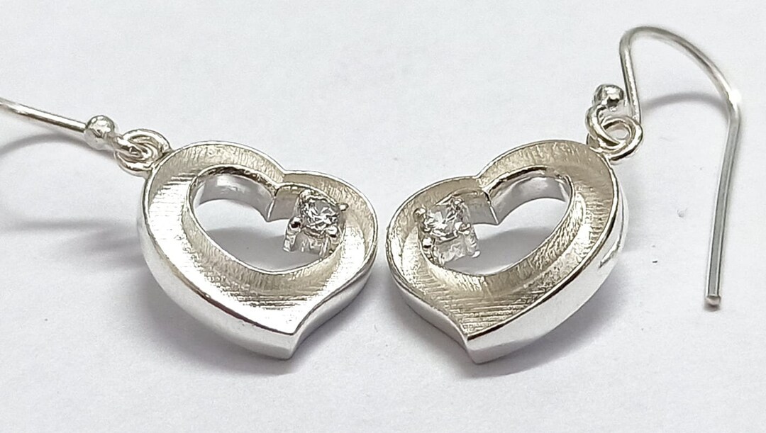 14mm Heart Shape Blank Bezel Earring With Zircon, for Resin Work, 925 ...