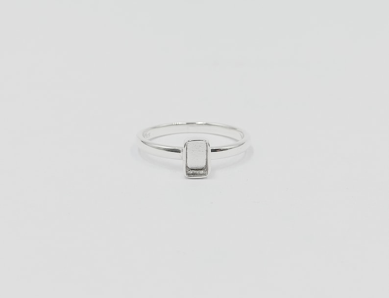 925 Sterling Silver 4x6mm Rectangle Shape Blank Bezel Ring, Solid ...