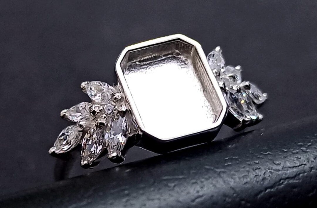 7x9mm Rectangle Shape Blank Bezel Ring With Zircon, Good for Resin ...