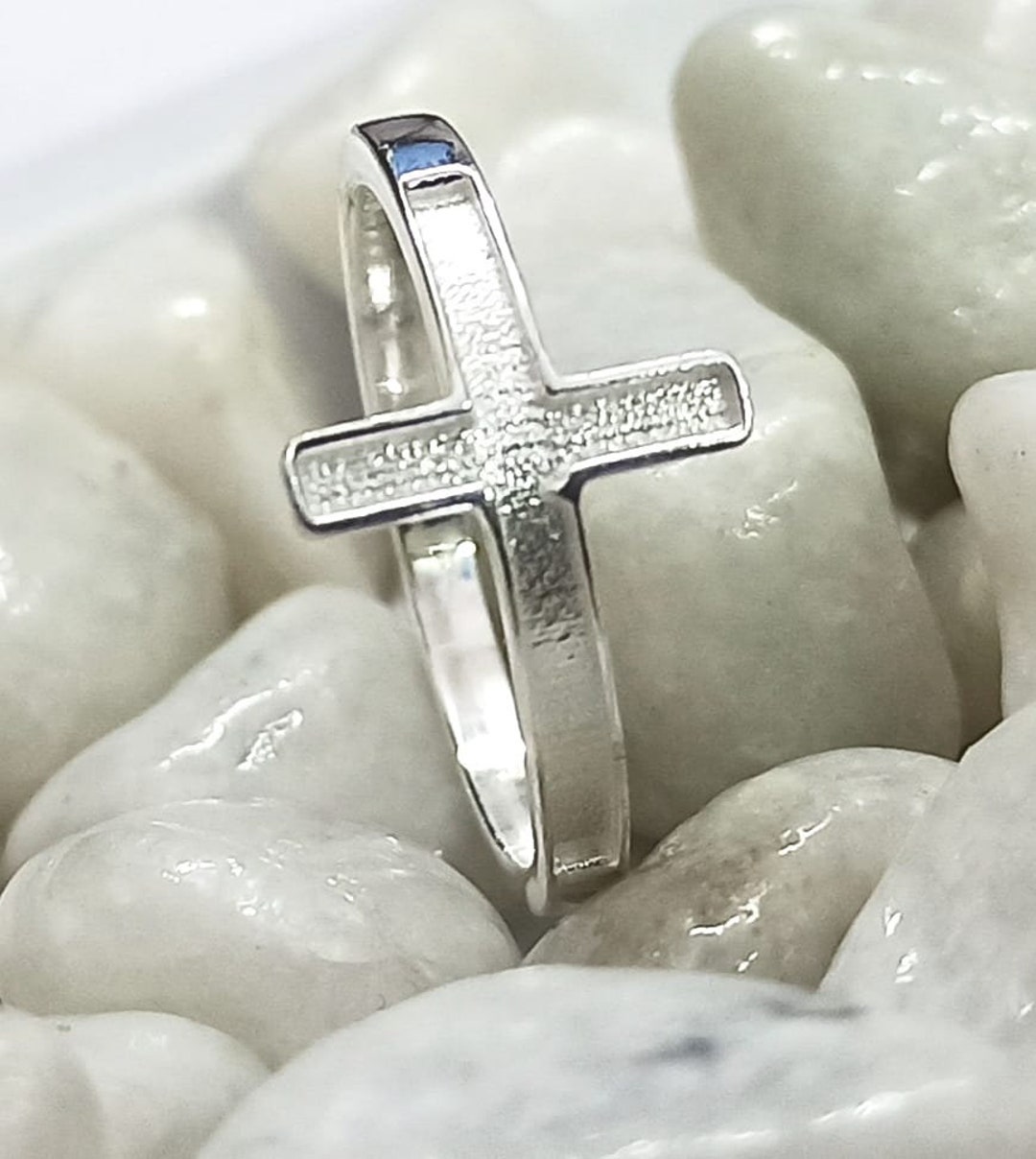 925 Sterling Solid Silver Cross Shape Blank Bezel Ring, Good for Resin ...