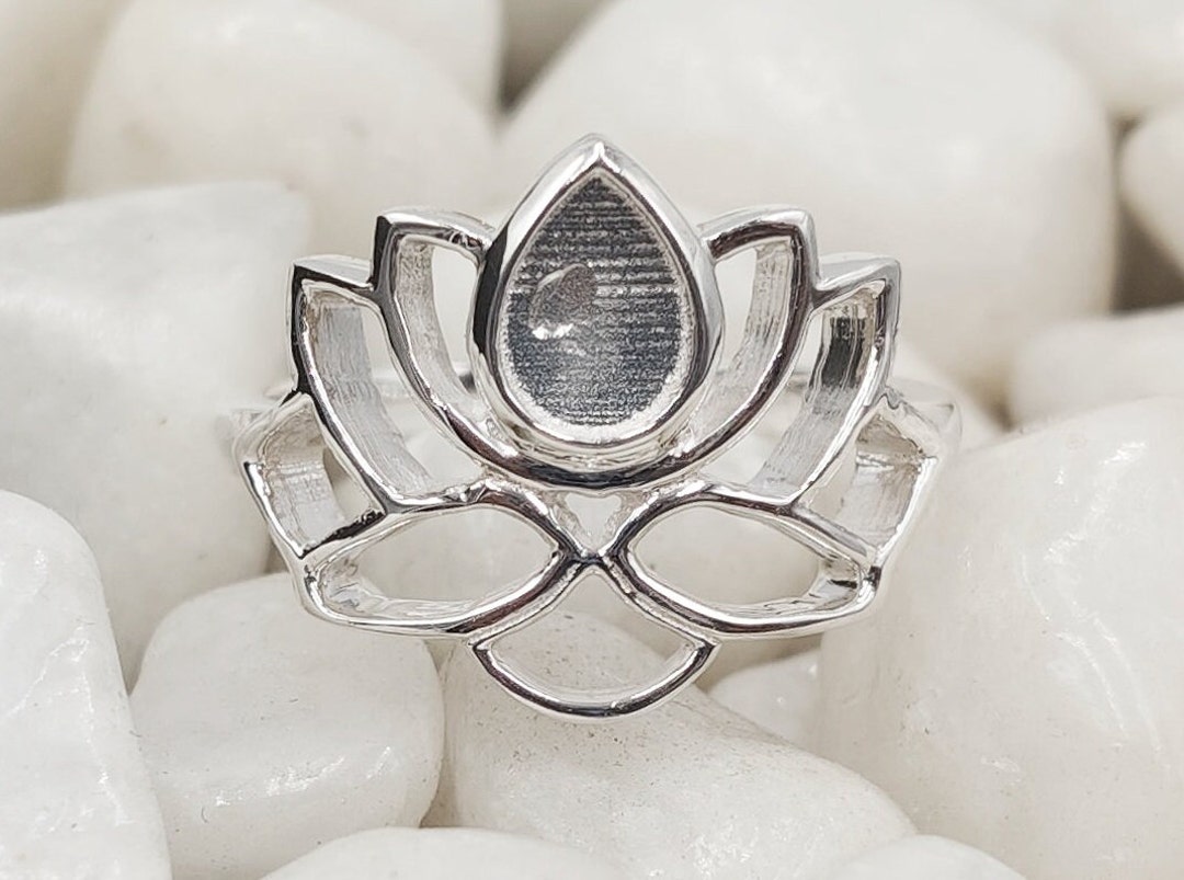 5x7mm Pear Shape Bezel Flower Designer Ring, Good for Resin Work, 925 ...