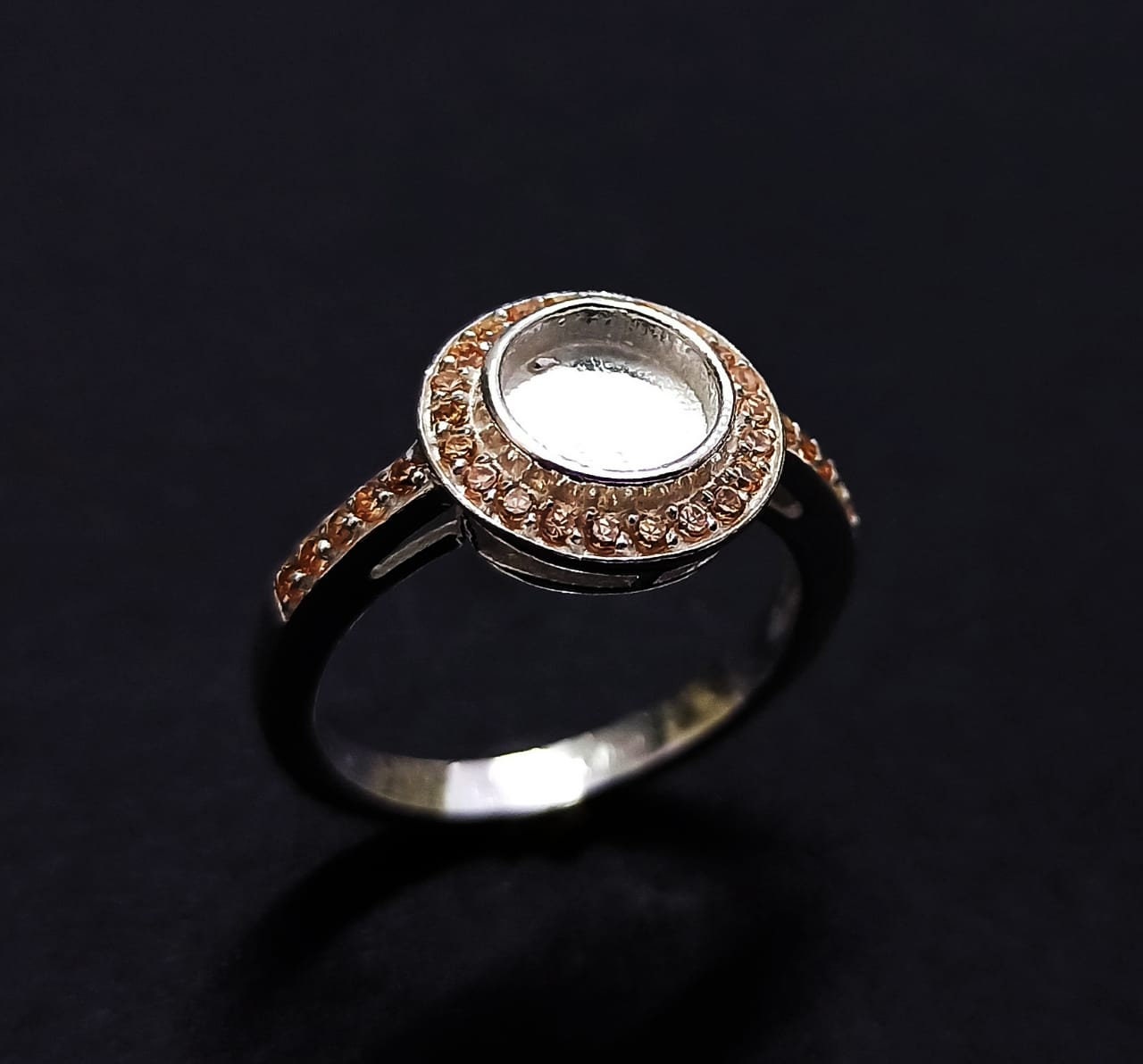 Round Shape Blank Bezel Ring with Color zircon 925 Sterling | Etsy