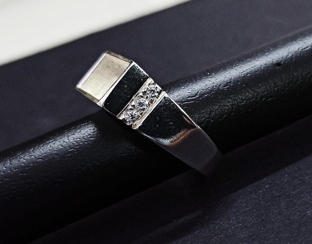 7x14mm Rectangle Shape Blank Bezel 925 Sterling Silver Ring With Zircon ...