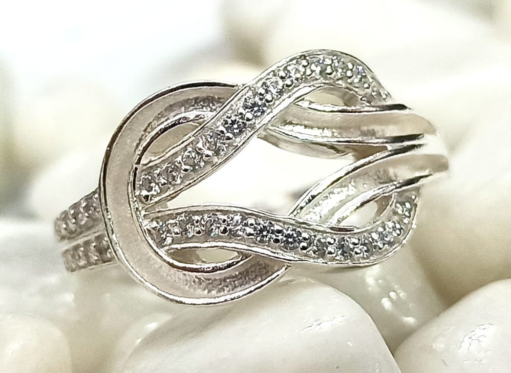 925 Sterling Solid Silver Designer Knot Ring With Blank Bezel - Etsy