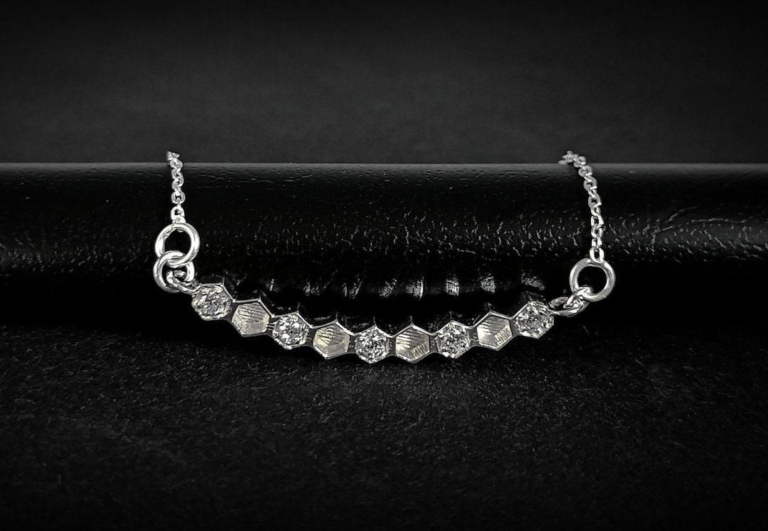 2mm Blank Hexagon Bezel With Zircon, 925 Sterling Silver Necklace. Good ...