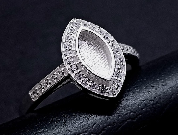 Marquise Shape Blank Bezel Ring Surrounded With Zircon 925 - Etsy