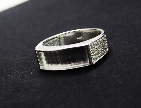 Rectangle Shape Blank Bezel Designer Men Ring With Zircon 925 - Etsy