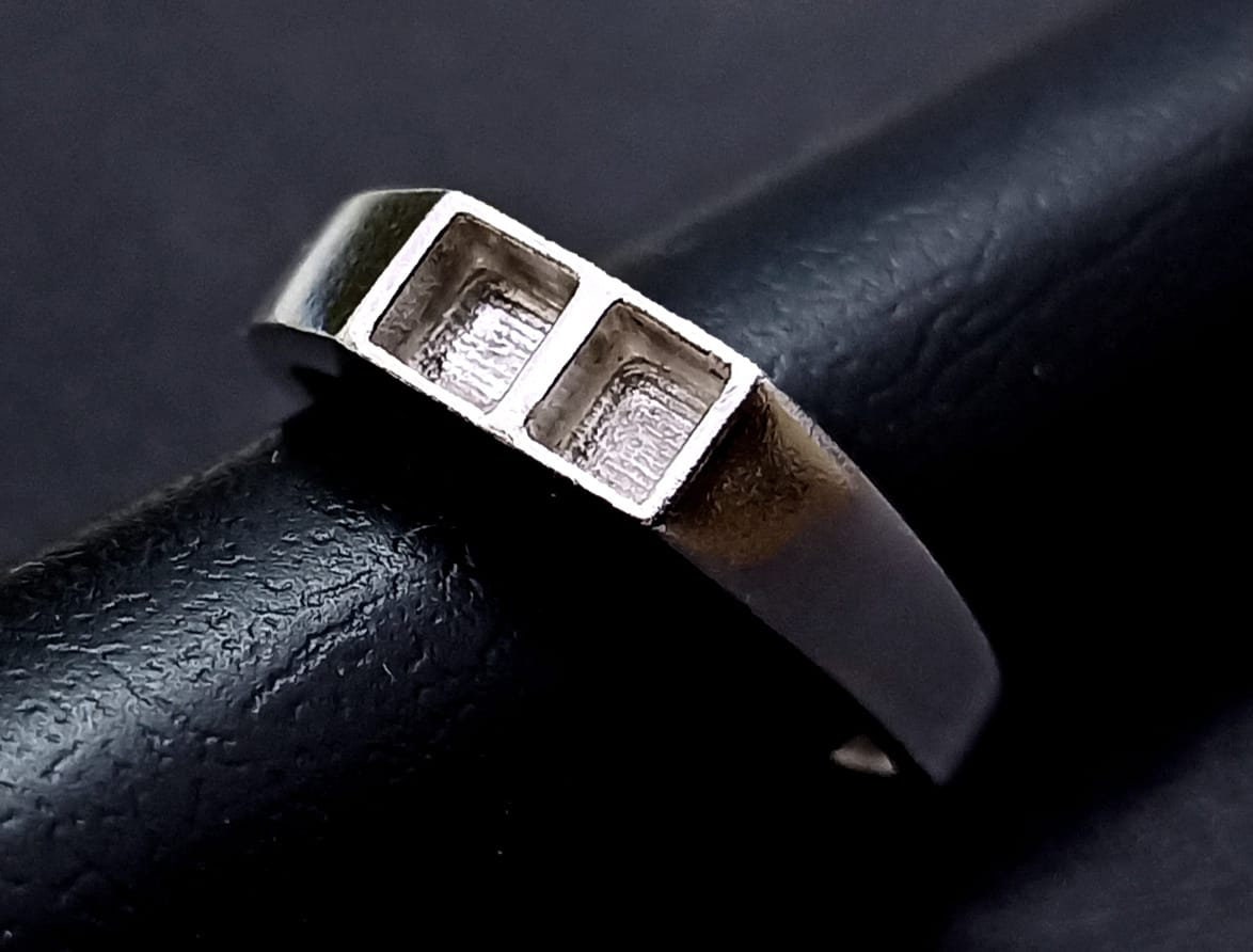 4x8mm Rectangle Shape Blank Bezel 925 Sterling Silver Ring With Two ...