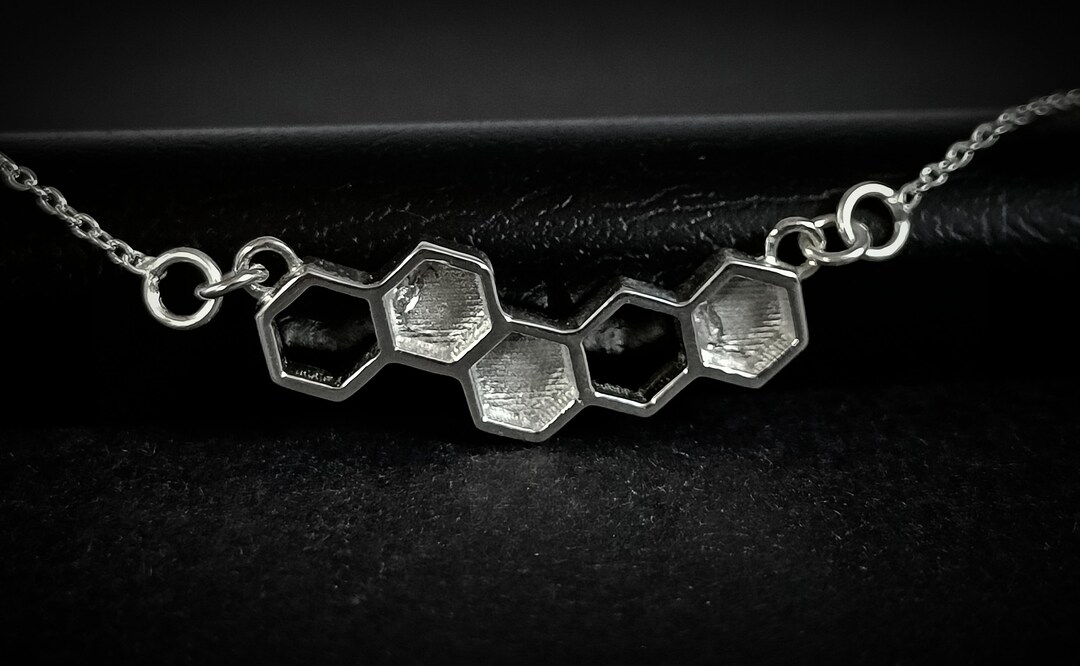 5mm Blank Hexagon Bezel Necklace, 925 Sterling Silver Necklace. Good ...
