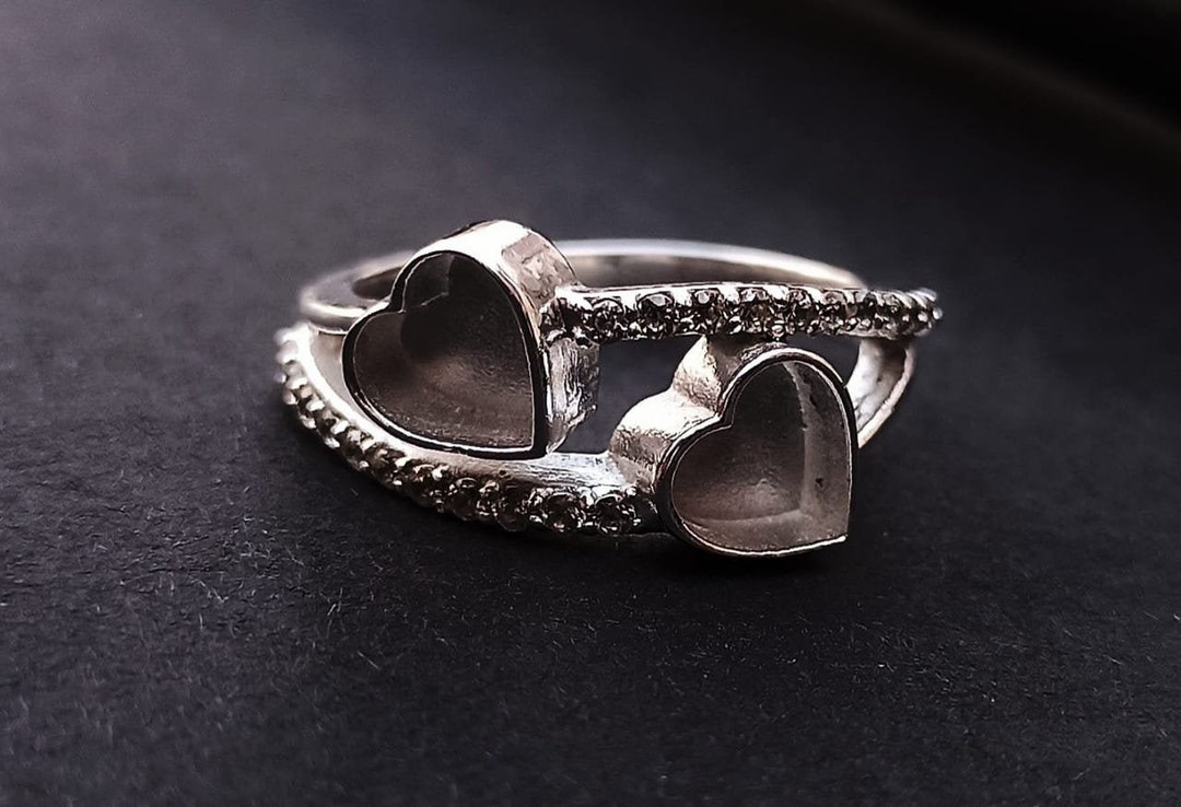 6mm Heart Shape 2mm Deep Plain Bezel Ring With Zircon Shank,good for ...