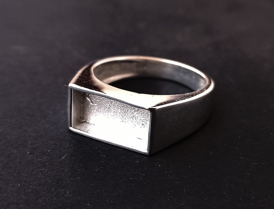 7x14mm Rectangle Shape Blank Bezel 925 Sterling Silver Ring, Good for ...