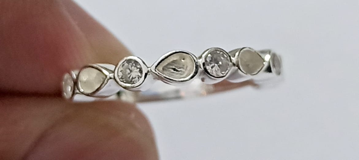 925 Sterling Solid Silver 2x3 Mm Pear Shape Blank Bezel With 2mm Round ...