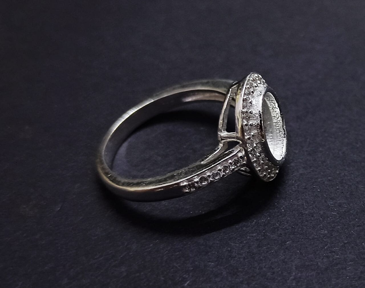 Oval Shape Blank Bezel Ring Surrounded With Zircon 925 | Etsy