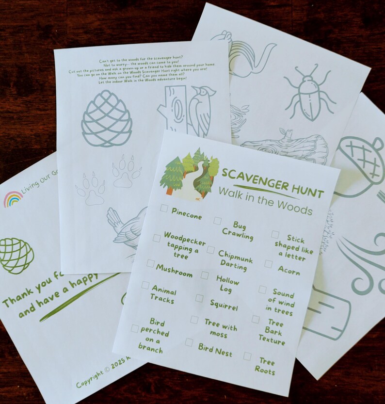 Scavenger Hunt WOODLAND Theme, PRINTABLE, Simple Living, Printable ...