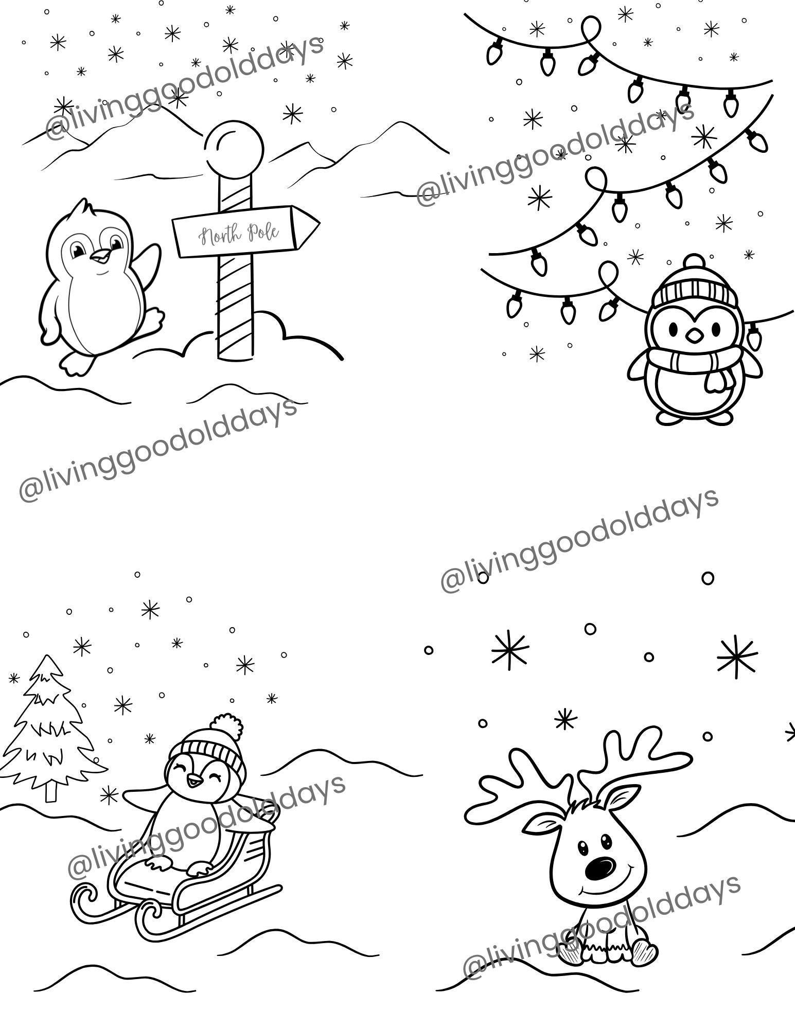 12 Printable Holiday Coloring Pages, Christmas Coloring, Holiday ...