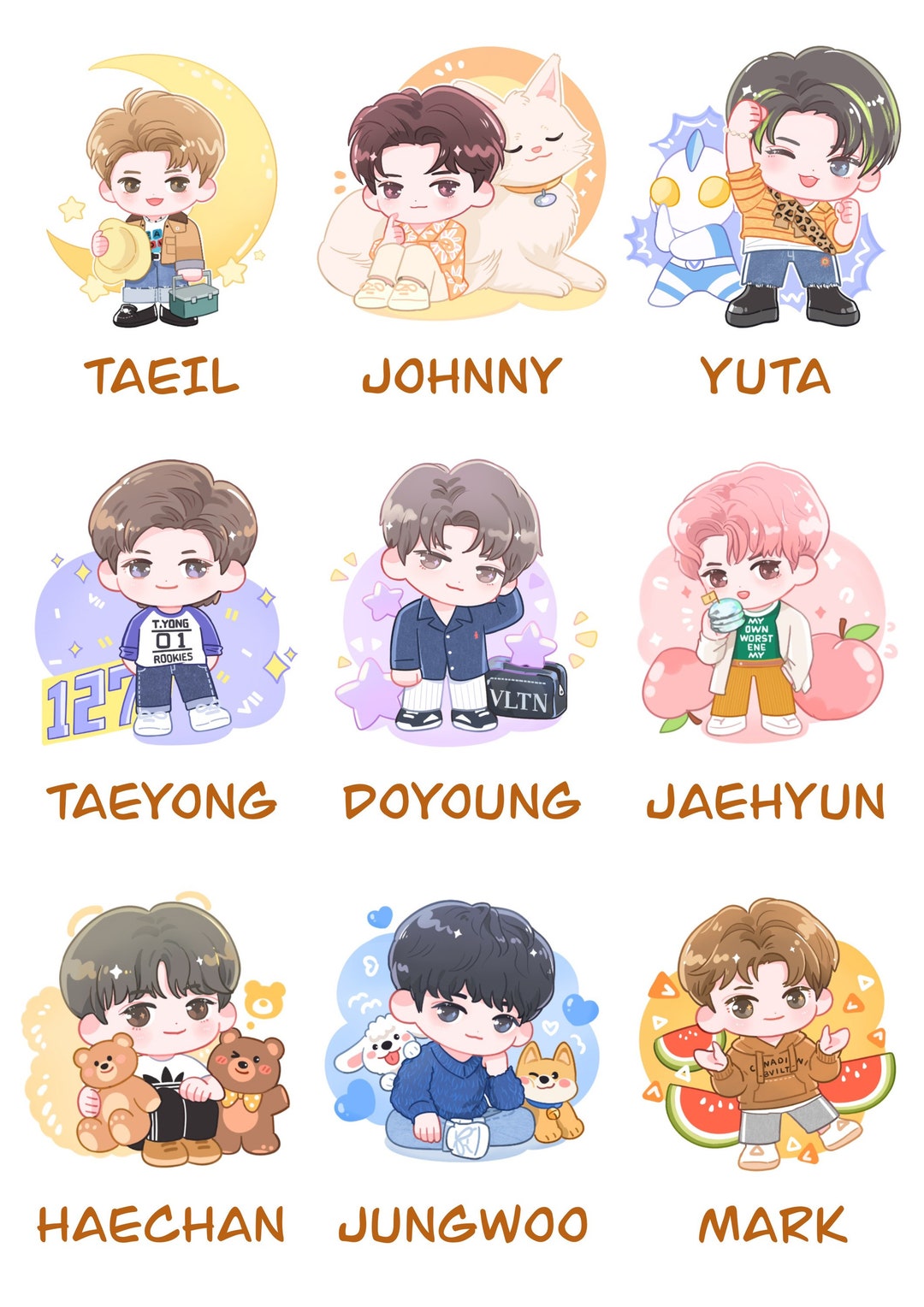 NCT 127 Sticker Cartoon Waterproof Mark Nct Taeyong - Etsy Ireland