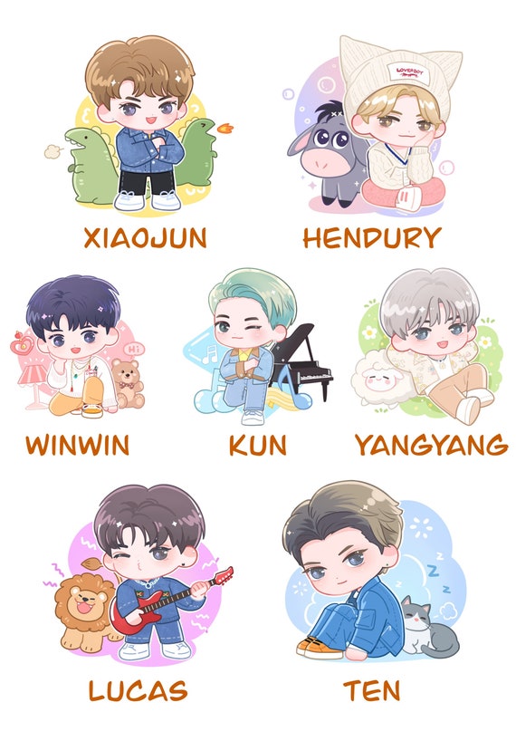 WayV NCT sticker cartoon waterproof nct lucas kun xiaojun | Etsy