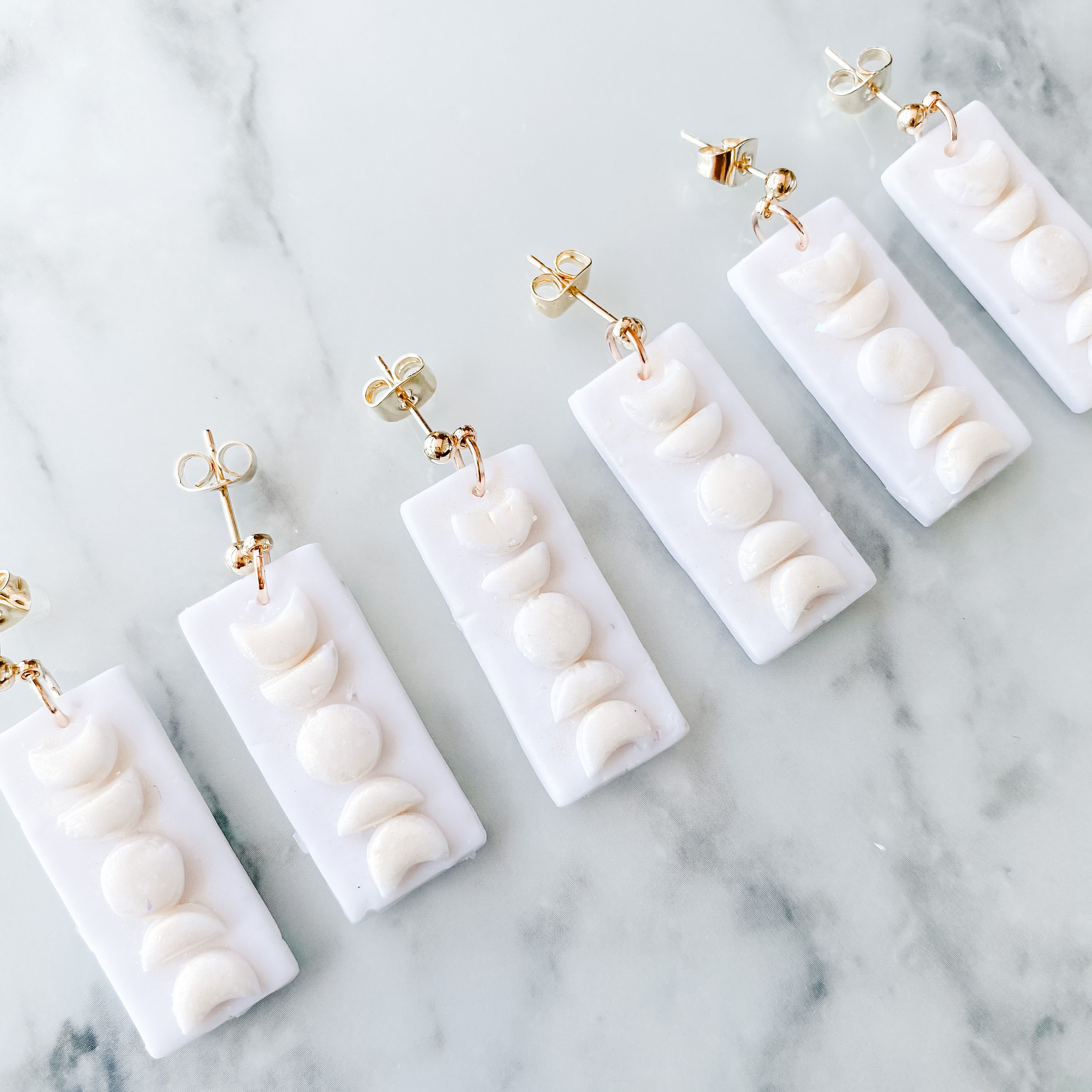 Mini Moon Phases // Polymer Clay Earrings // Handmade - Etsy