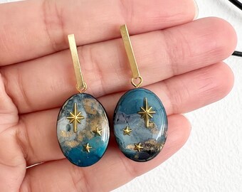 Night Sky to Clear Blue Skies Inspired Polymer Clay Earrings in Navy ...