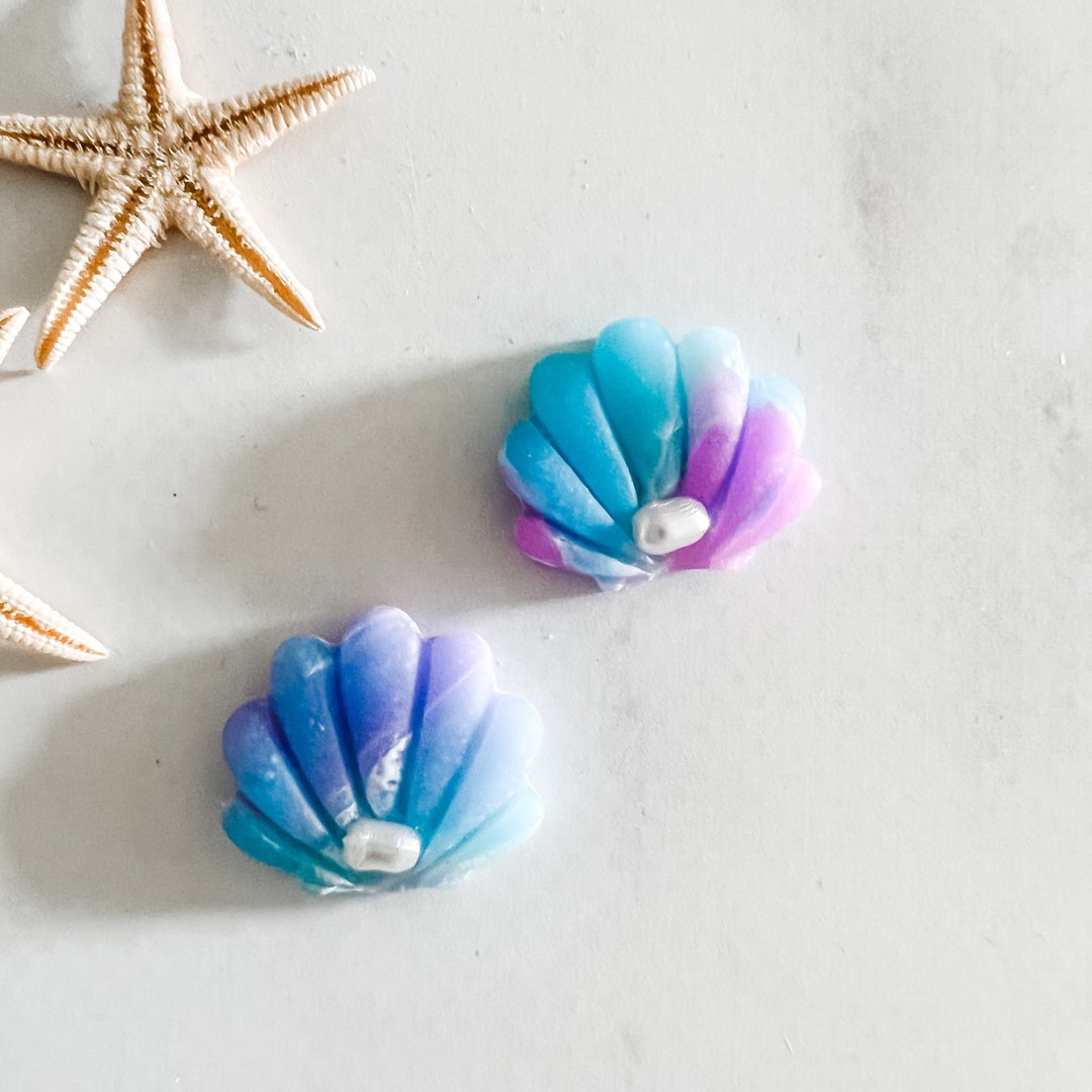 Alana Shell Studs // Mermaid Collection // Polymer Clay Earrings ...