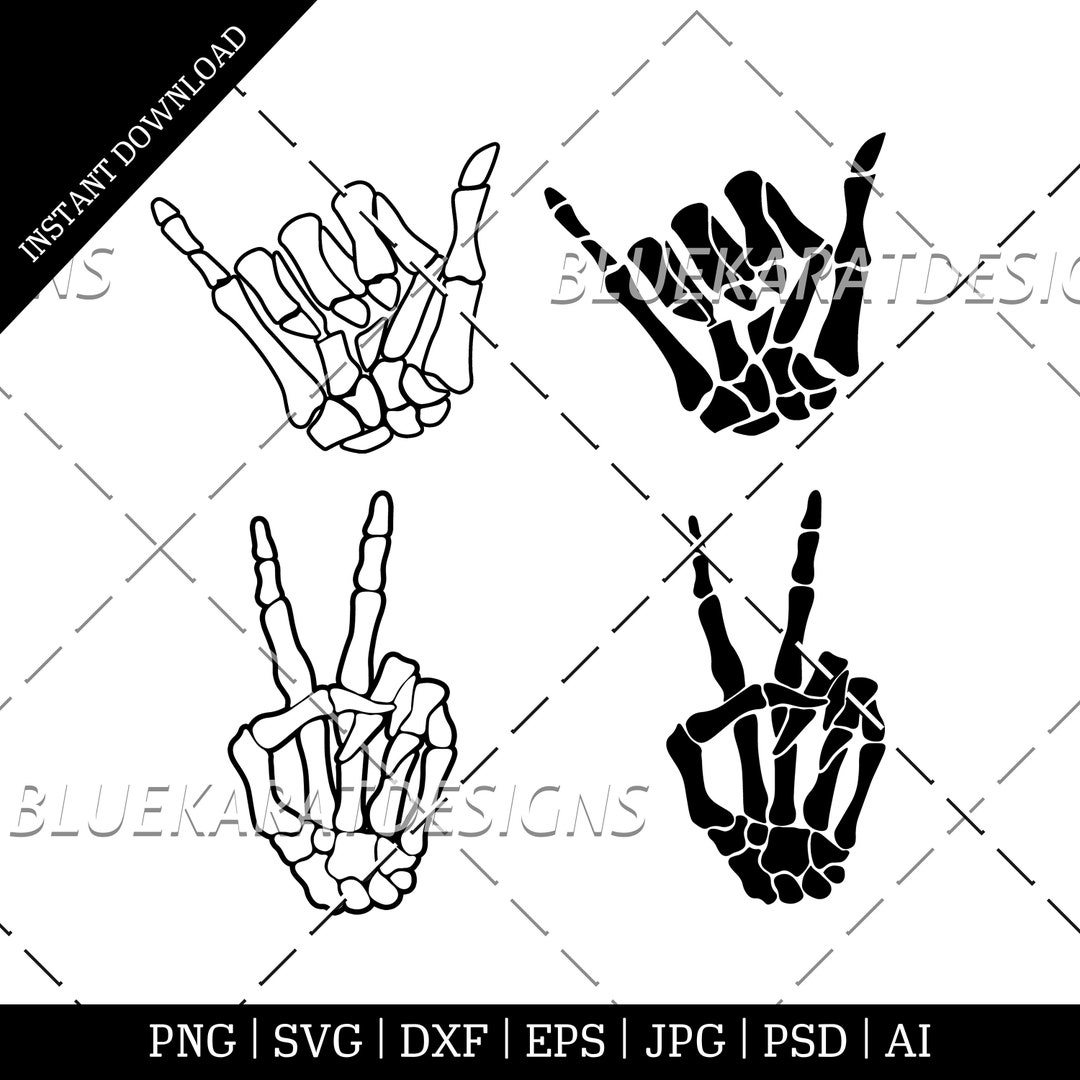Skeleton Hand & Peace Signs SVG | Tattoo Decal T-shirt Sticker Art ...