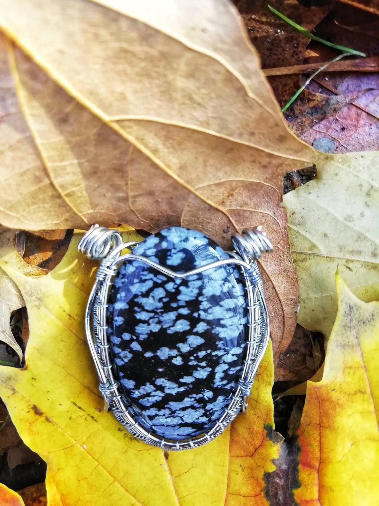 Obsidian Necklace Snowflake Obsidian Pendant Protection - Etsy