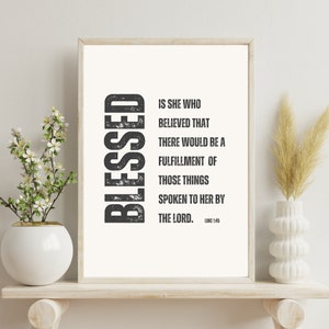 Blessed is She Printable Wall Art, Bible Scripture Wall Art for Her ...