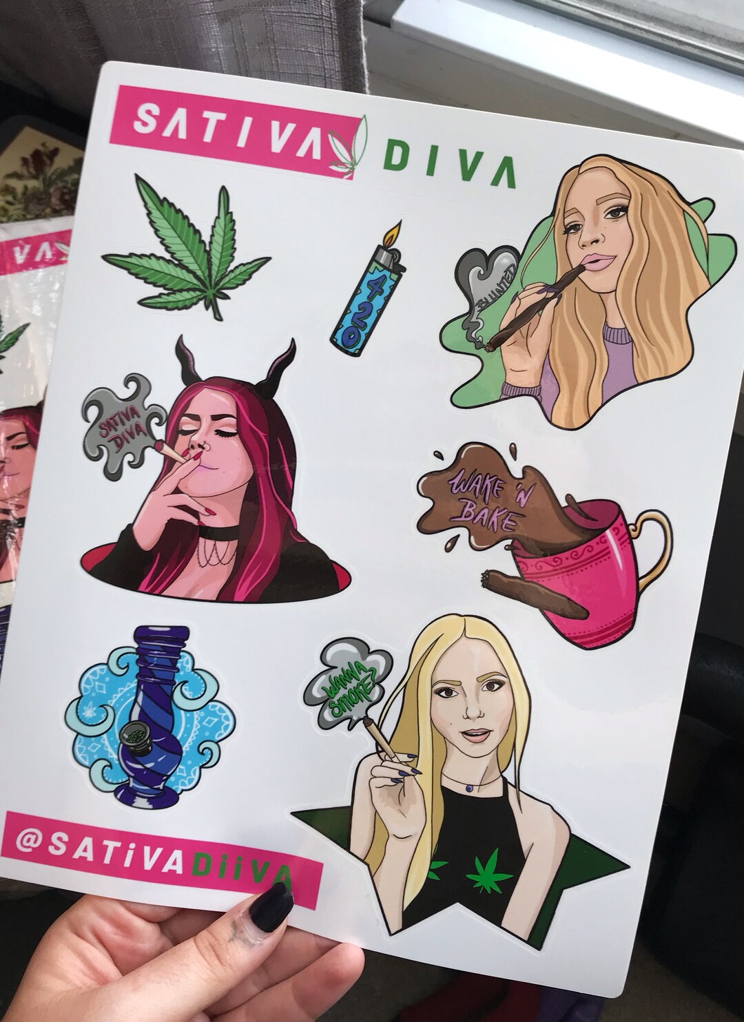 Hoja de pegatinas Sativa Diva 8x10 - Etsy España