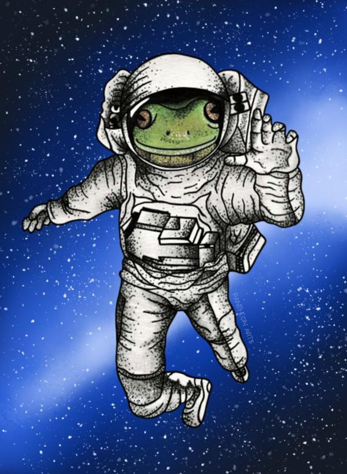 Space Frog Astronaut Print Ink Drawing Digital Art Print - Etsy.de