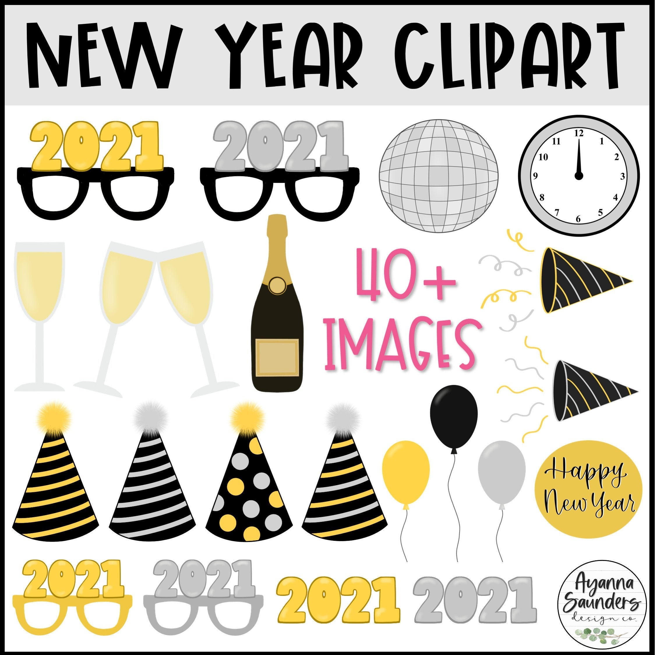 New Year Clipart - Etsy