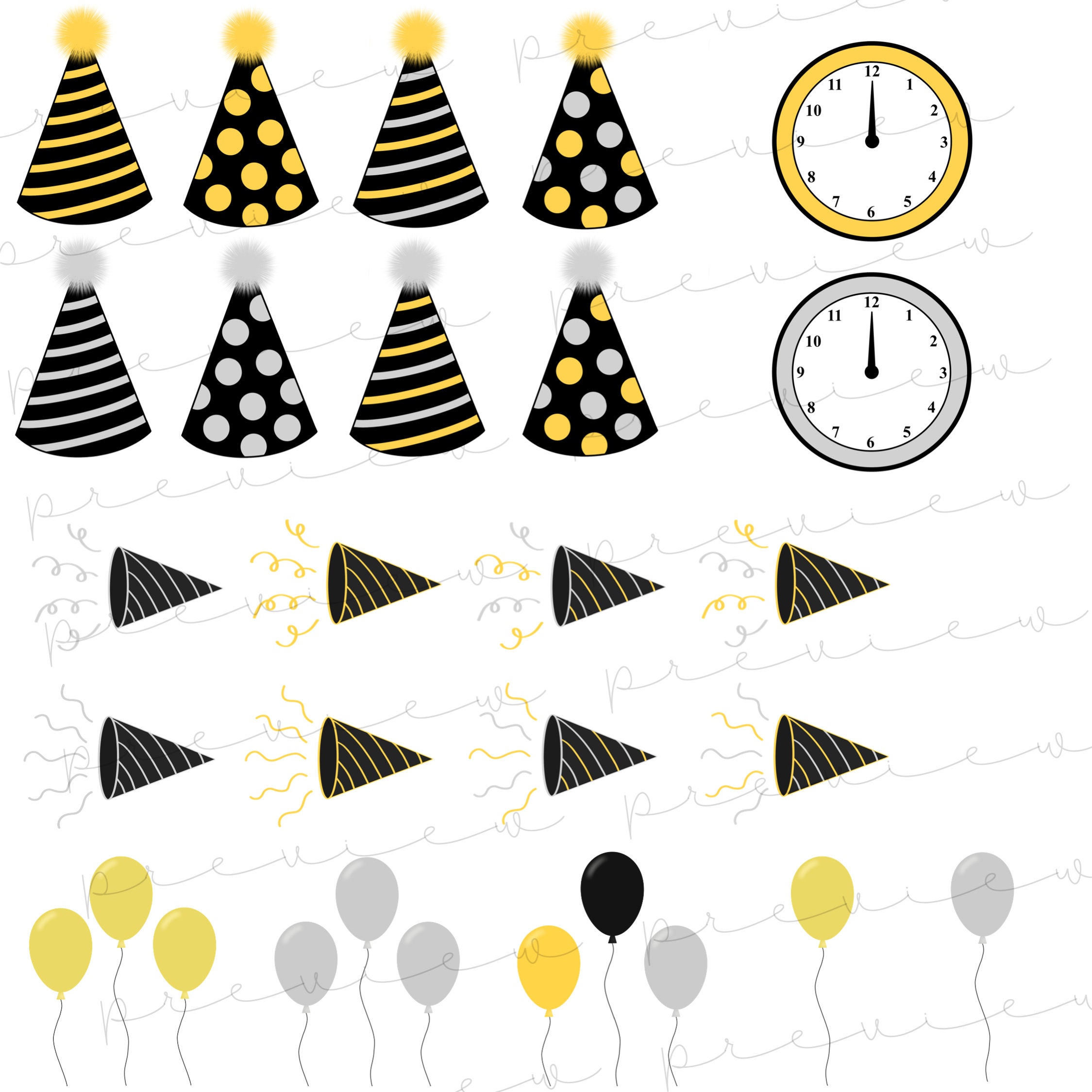 New Year Clipart - Etsy