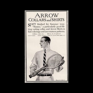 1912 Arrow Collars & Shirts JC Leyendecker "tennis" Magazine Ad - Etsy