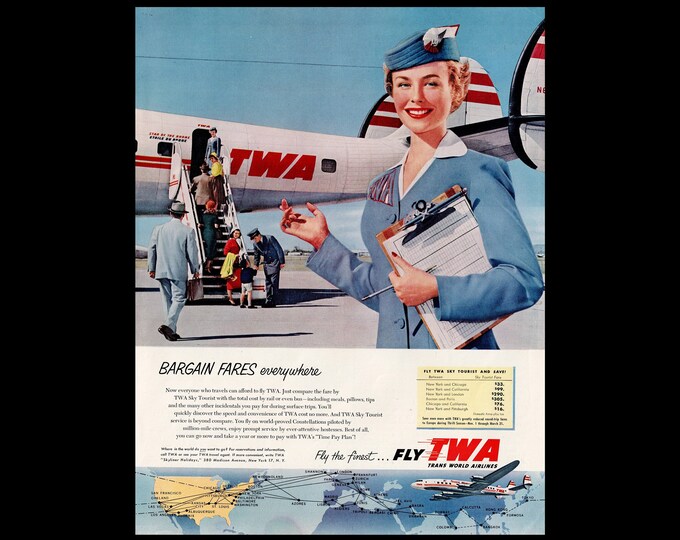1954 TWA Airline Stewardess Magazine Ad, Trans World Airlines - Etsy
