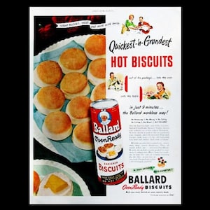 1949 Ballard Oven Ready Biscuits Magazine Ad - Etsy