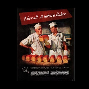 Retro Baker's Bread Poster Kitchen Decor Art Print - Etsy