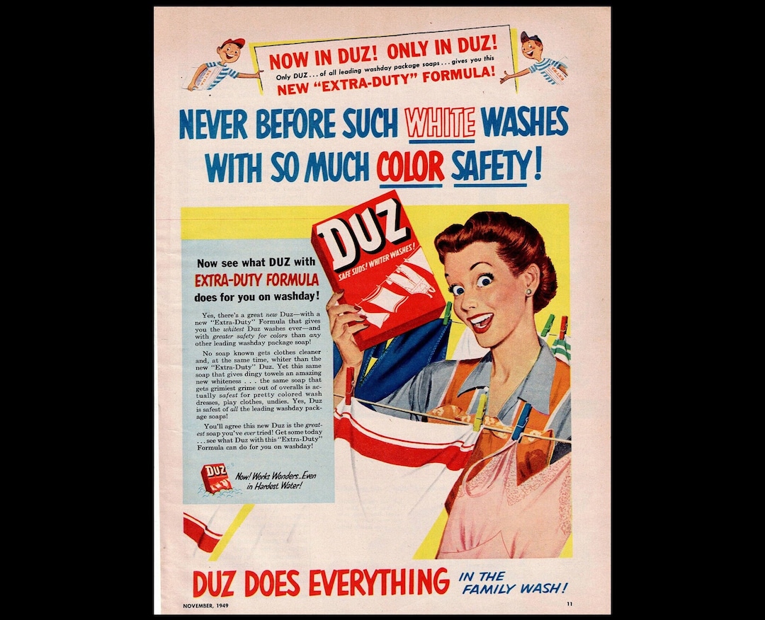 Retro 1949 Duz Detergent Magazine Ad - Etsy