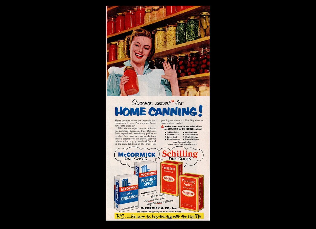 RARE 1951 Mccormick & Schilling Home Canning Spices Magazine - Etsy