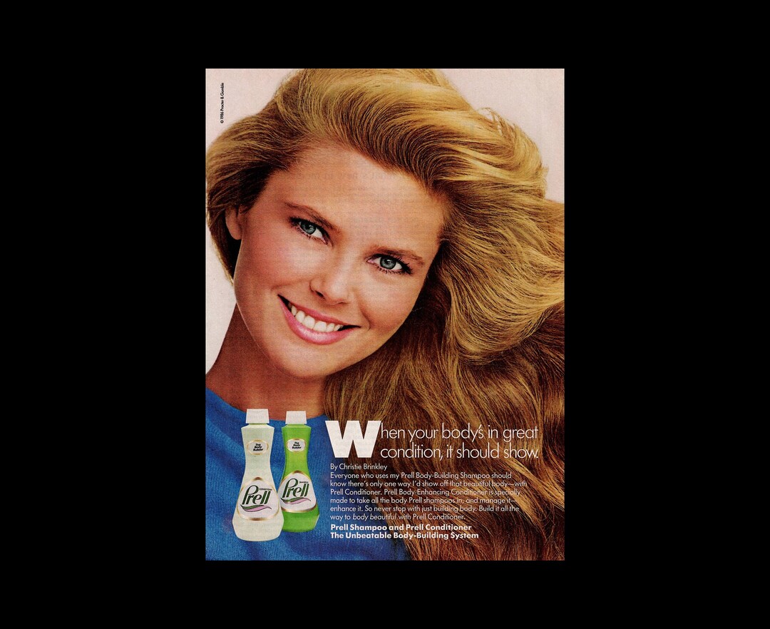 1986 Christie Brinkley Prell Shampoo Beauty Magazine Ad - Etsy