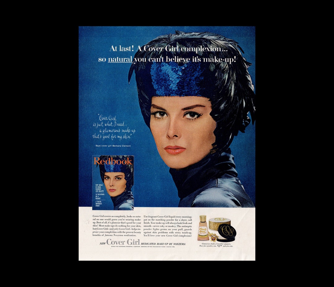1963 Cover Girl Barbara Clement Beauty Magazine Ad Blue Decor - Etsy