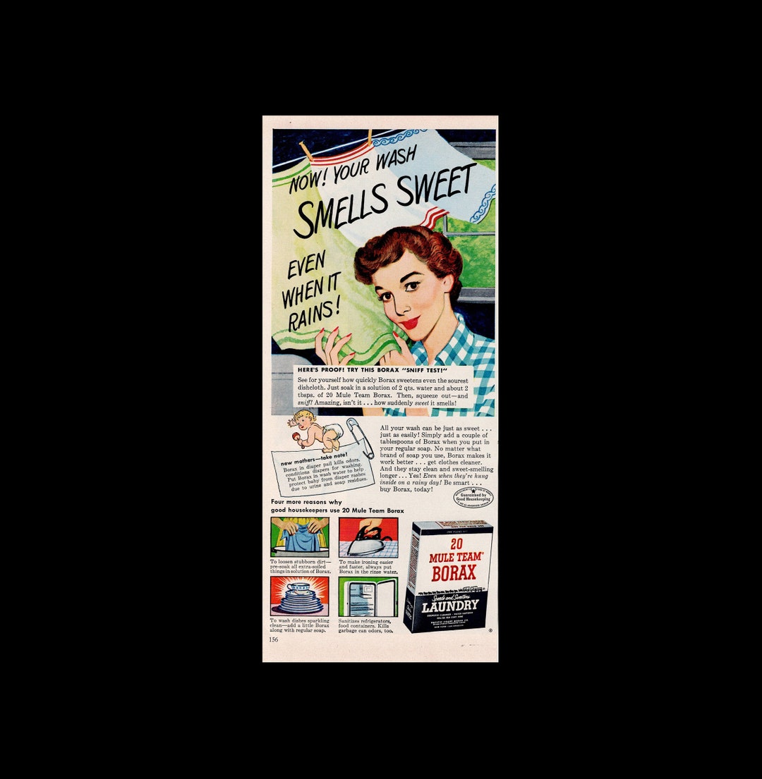 Retro 1951 Borax Laundry Magazine Ad - Etsy