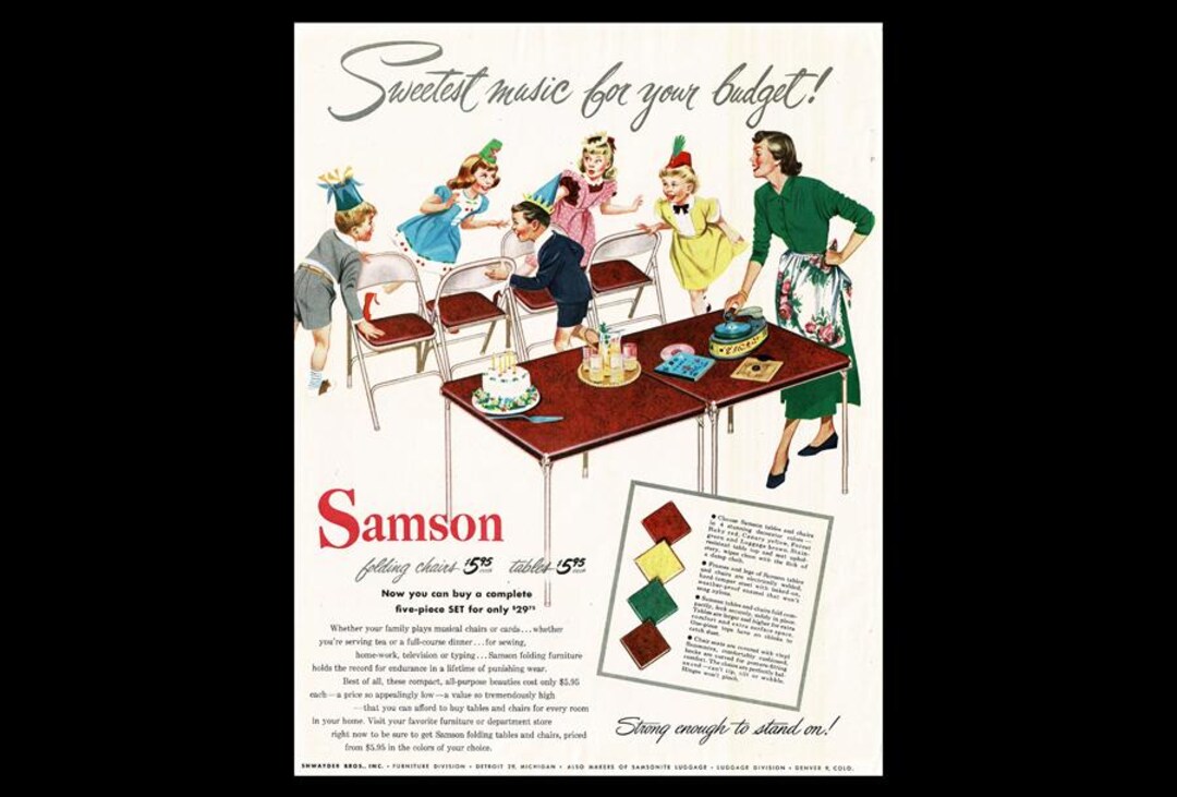 1951 Samson Folding Furniture Retro Magazine Ad, Game Night 50s Dinette ...