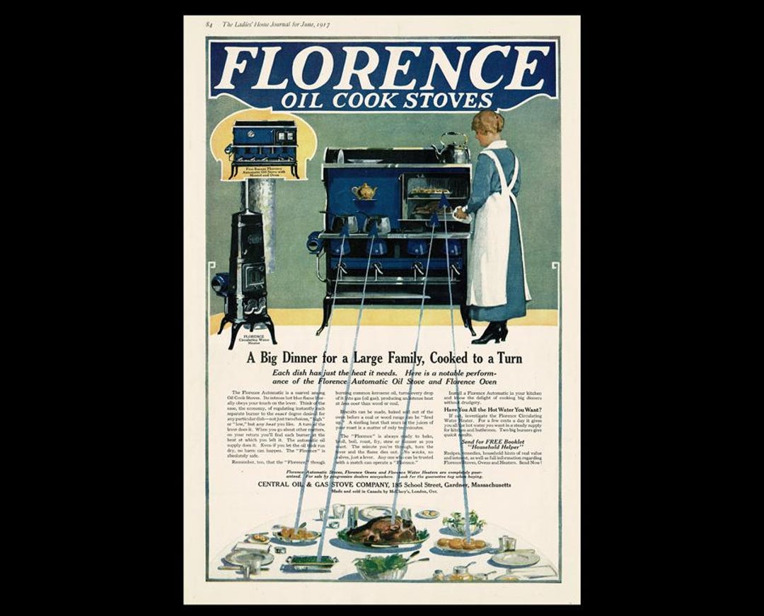 1917 Florence Oil Cook Stove Magazine Ad, Antique Range Kitchen ...