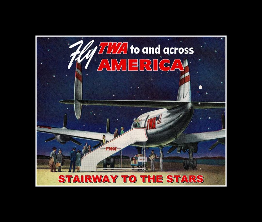 TWA Airlines 1940s Retro Poster Art Print, Trans World Airlines Travel ...