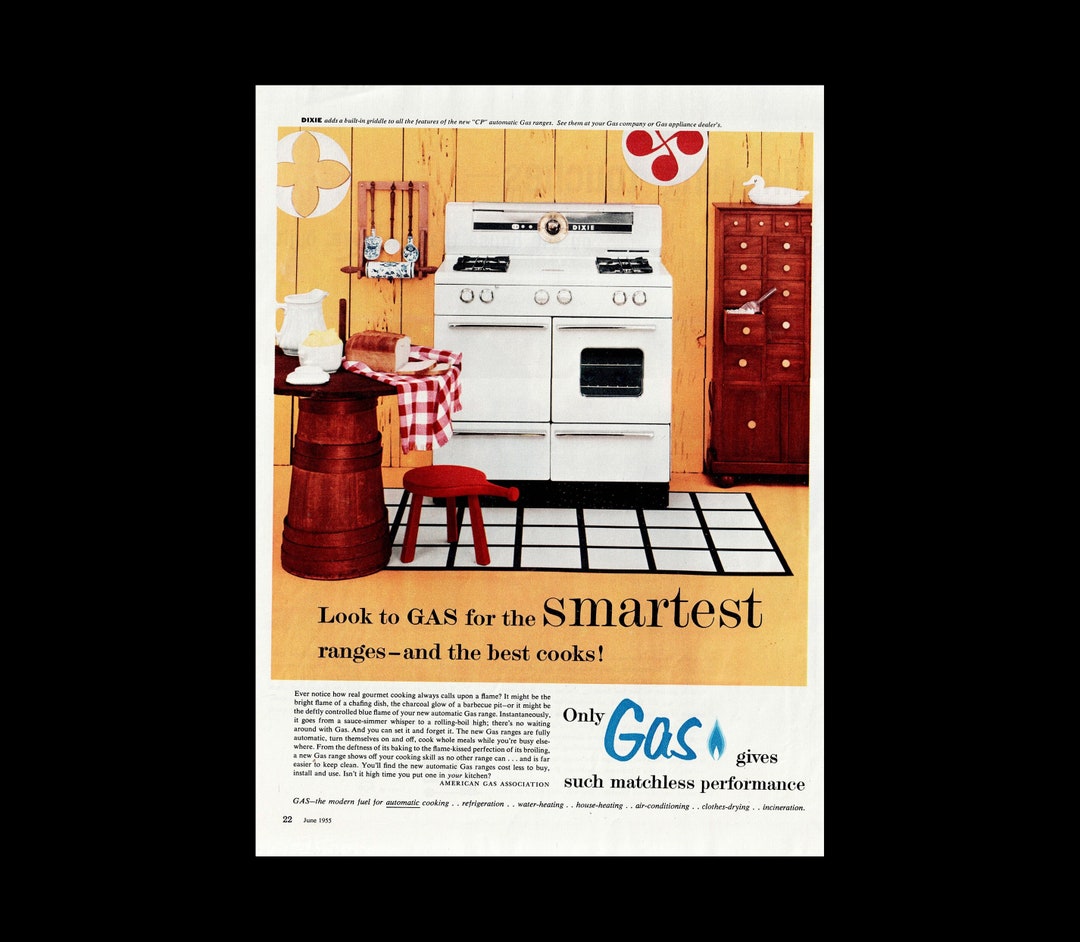 1955 Gas Kitchen Appliances Magazine Ad, Retro Kitchen Décor - Etsy