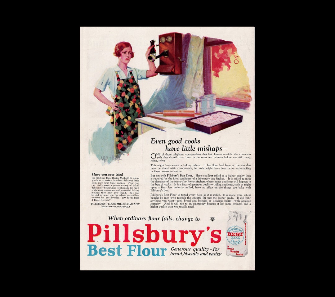 RARE 1920s Pillsbury Best Flour Bread Magazine Ad, Antique Telephone - Etsy