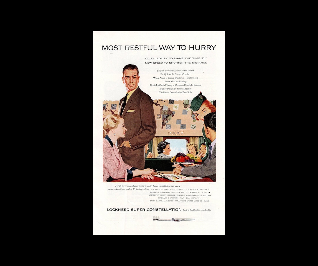 1955 Lockheed Super Constellation Airline Magazine Ad - Etsy