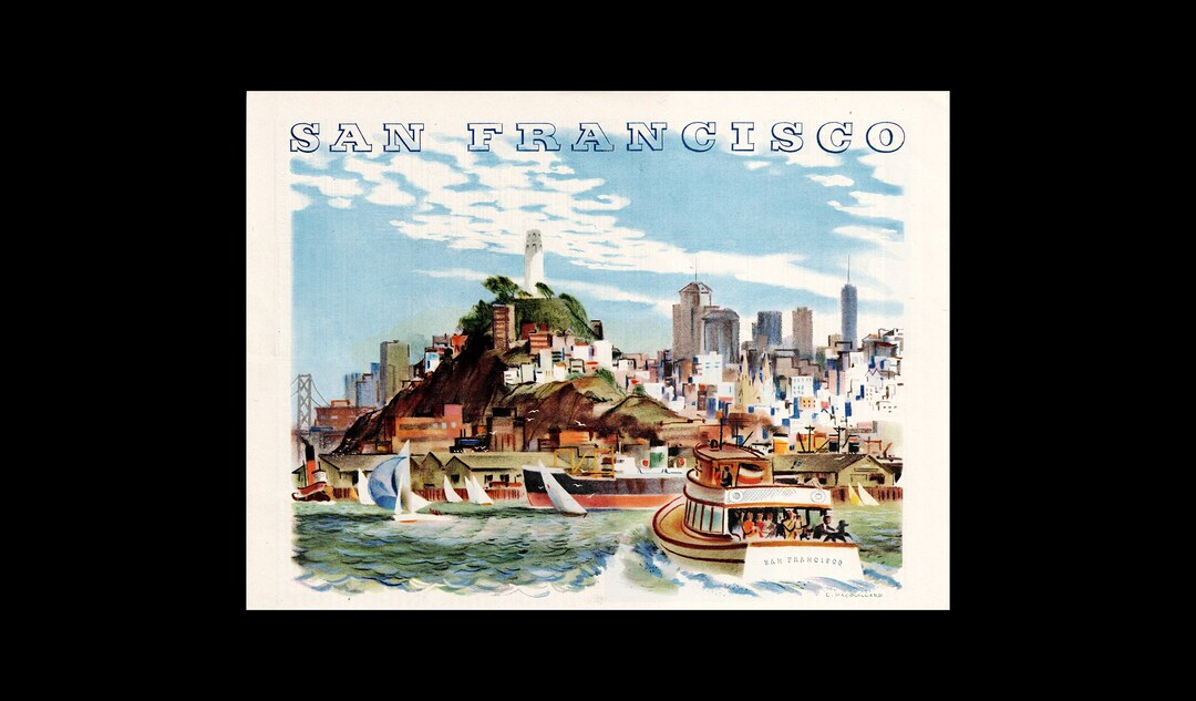 1951 San Francisco Skyline Louis Macouillard Magazine Artwork Travel Ad ...