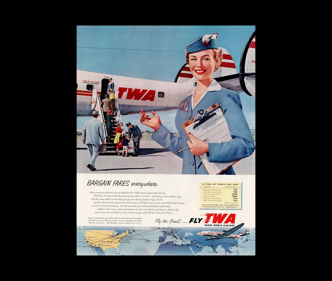 1954 TWA Airline Stewardess Magazine Ad, Trans World Airlines - Etsy