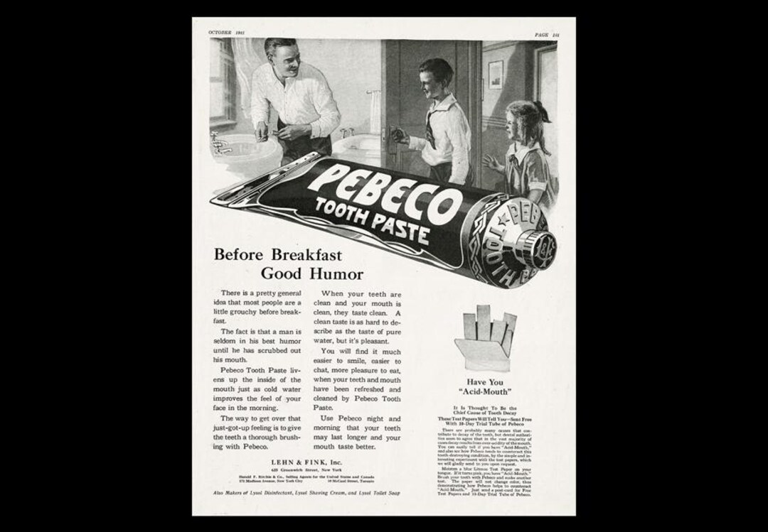 1921 Pebeco Tooth Paste Magazine Ad, Toothpaste Bathroom Decor - Etsy