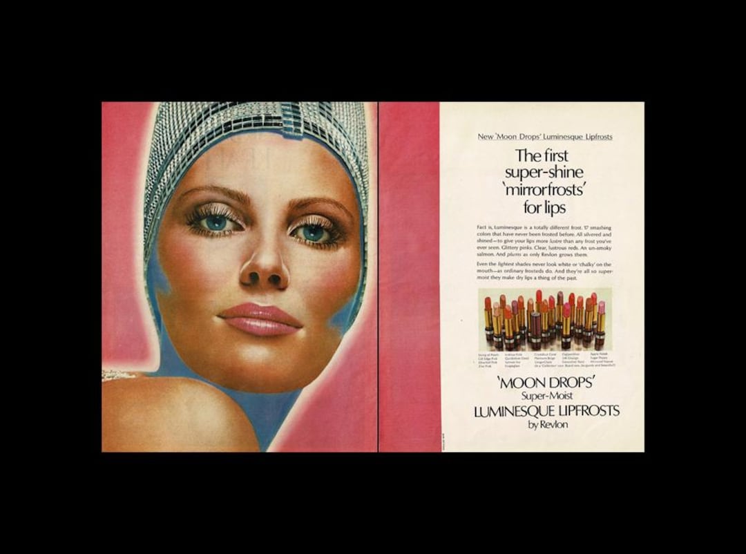 1970 Revlon's Moon Drops Luminesque Lipfrost Lipstick Beauty Magazine ...